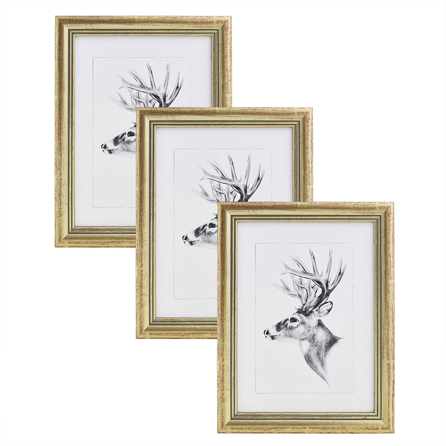 Set de 3 Cadre Photo，Or，30x45cm，Artos Style en Bois et Verre，Cadre ...
