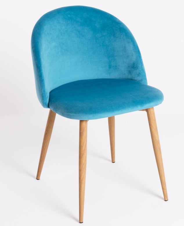 Lot de 2 chaises Kazon - Velours élégant et pieds métal effet bois ...