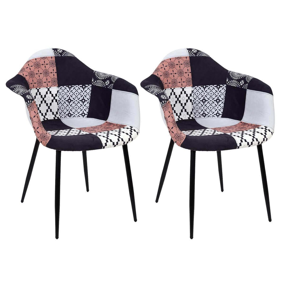 MOLDA - Lot de 2 Fauteuils Patchwork Rose Bleu Foncé et Blanc | Leroy Merlin