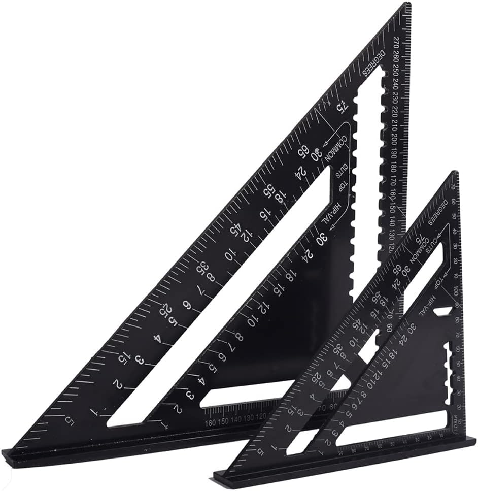 Equerre Menuisier Multifunctions 17cm et 30cm,Metal Aluminium Triangle Règle Équerre Trusquin ...