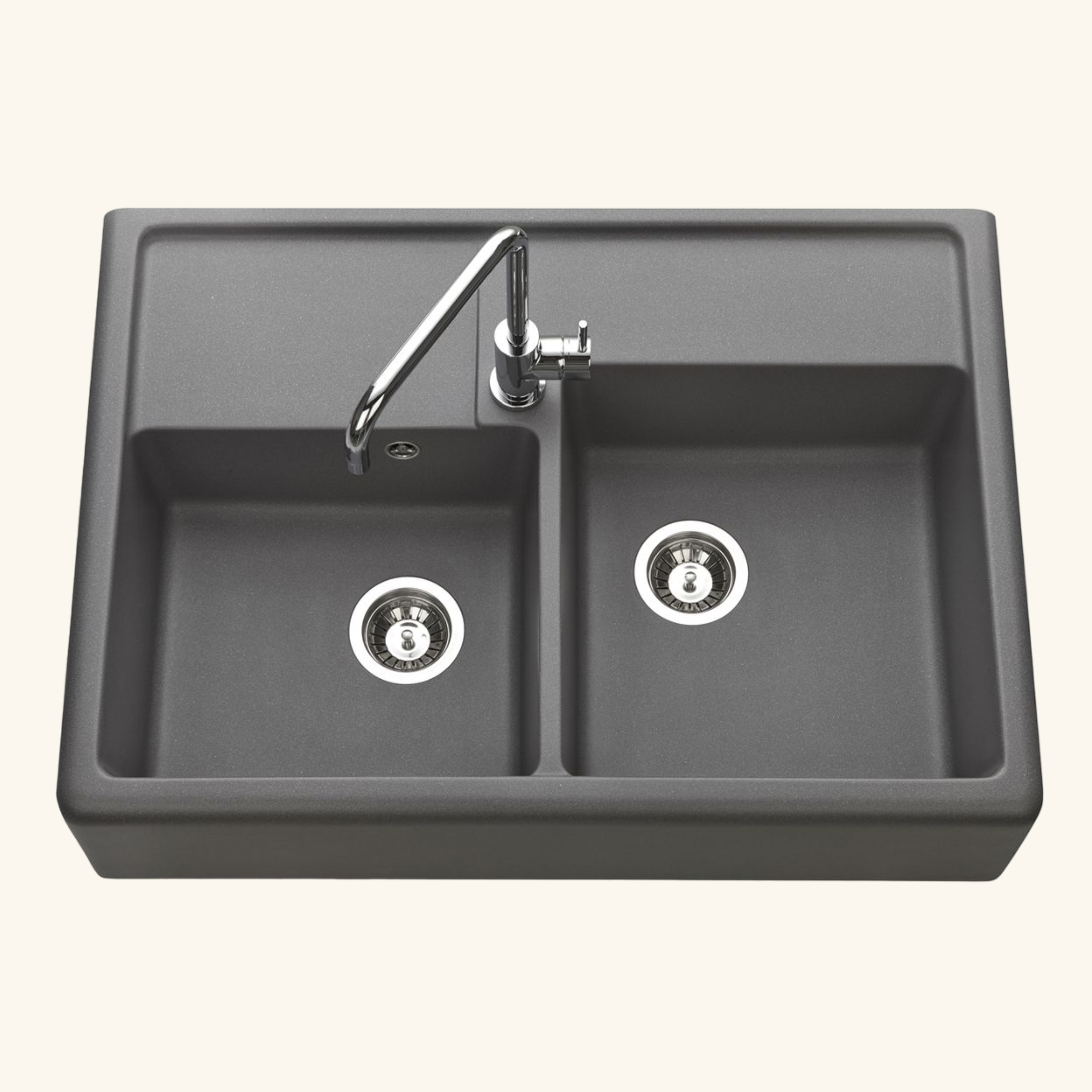 Évier timbre d'office granit gris Kümbad KIWI - 2 bacs | Leroy Merlin