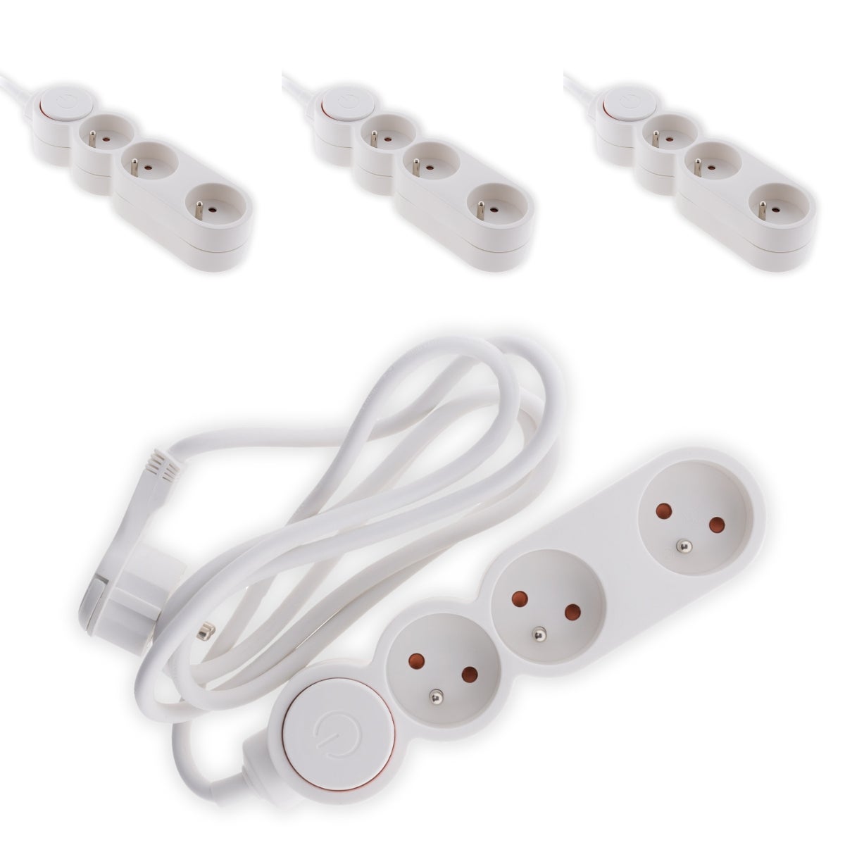 Lot de 4 multiprises Home 3 prises 16A 2P+T - Blanc - Zenitech | Bricoman