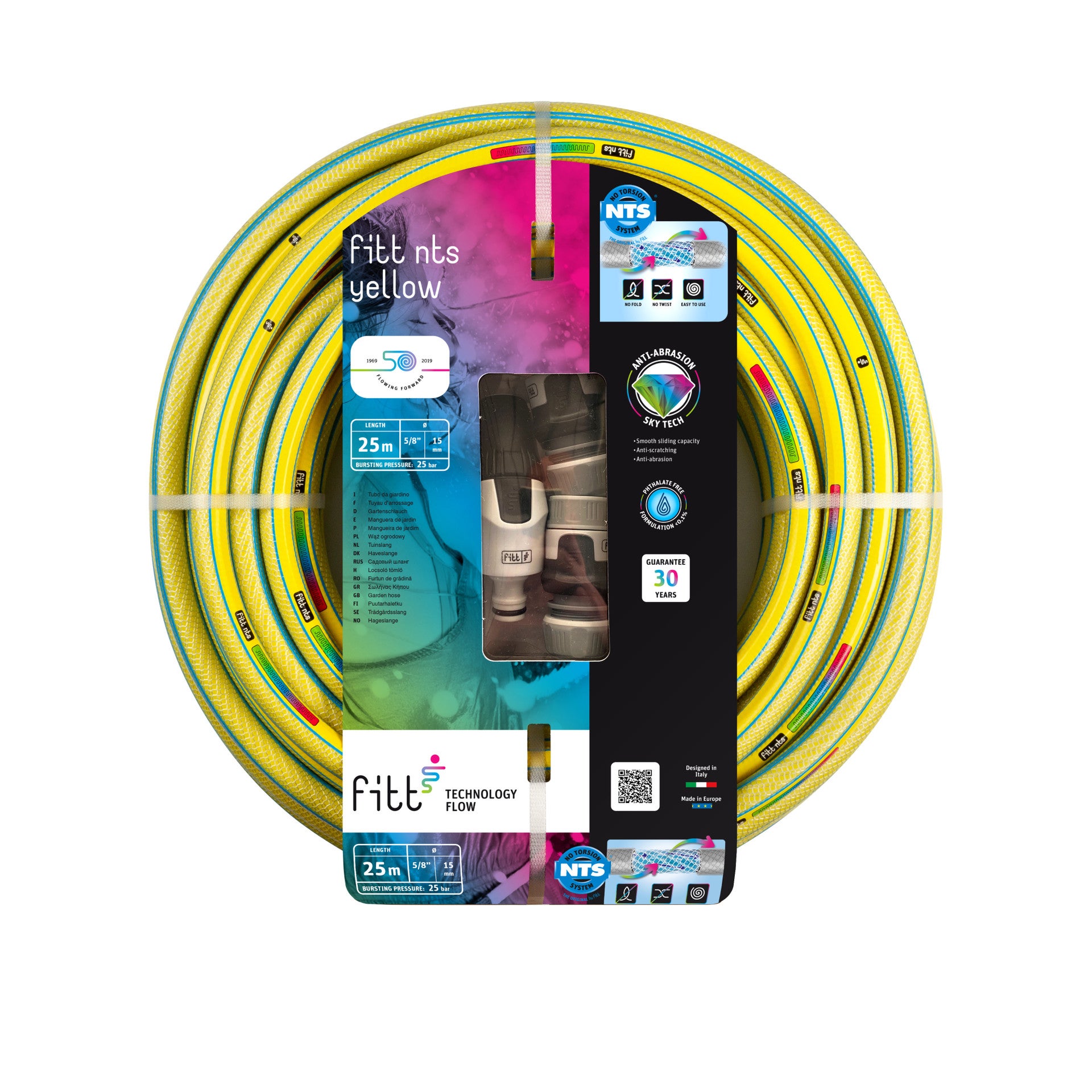 FITT NTS YELLOW 5/8" (15 mm) 25 m - Tuyau d'Arrosage pour Jardins pour ...