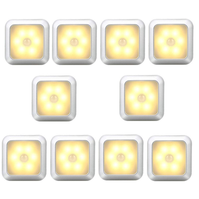 Veilleuse à induction carrée 10 pièces, veilleuse LED pour couloir ...