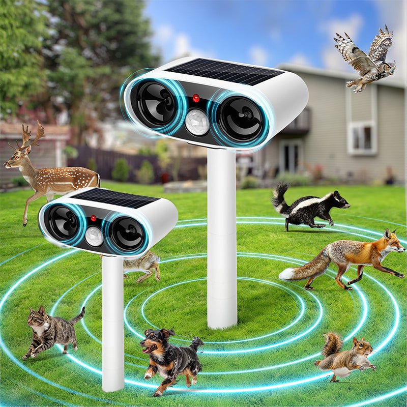 Repelente solar de animales para exteriores, repelente ultrasónico para ...