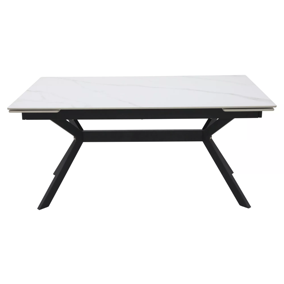 Table de salle à manger extensible 180 + 60cm en céramique blanc mat MARTA | Leroy Merlin