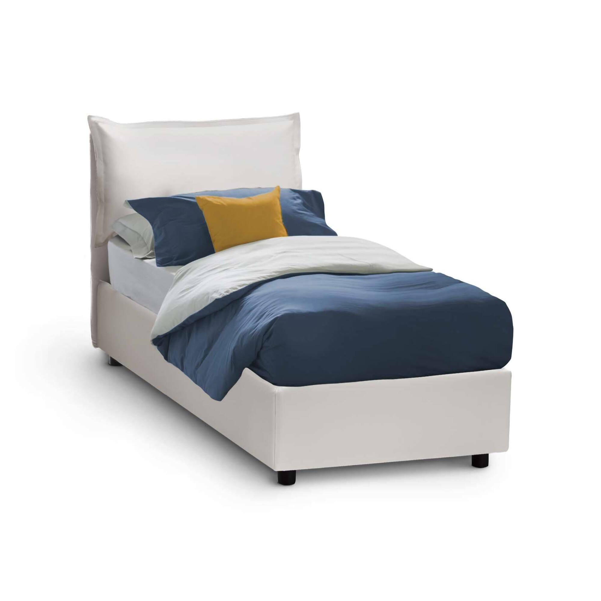 Lit simple Assoreta, Lit coffre avec revêtement en simili cuir, 100% ...