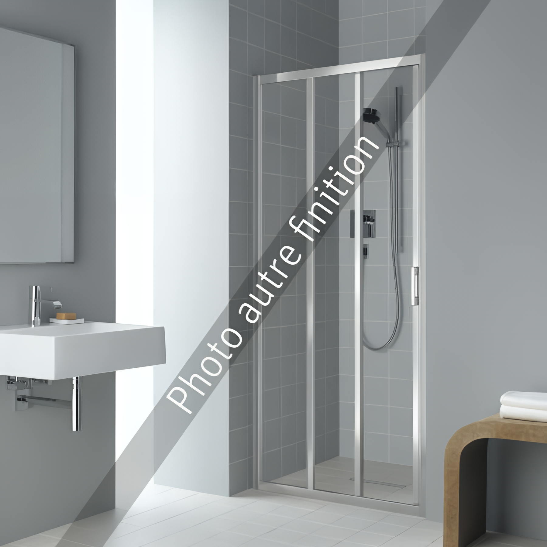 Paroi de douche coulissante largeur 90cm hauteur 200 cm argent finition ...