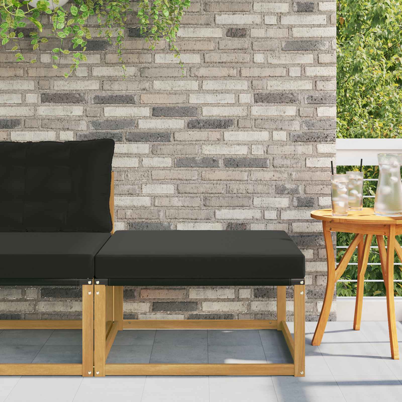 Pouf d'Extérieur Bois d'acacia massif et Textilène Blanc | Leroy Merlin
