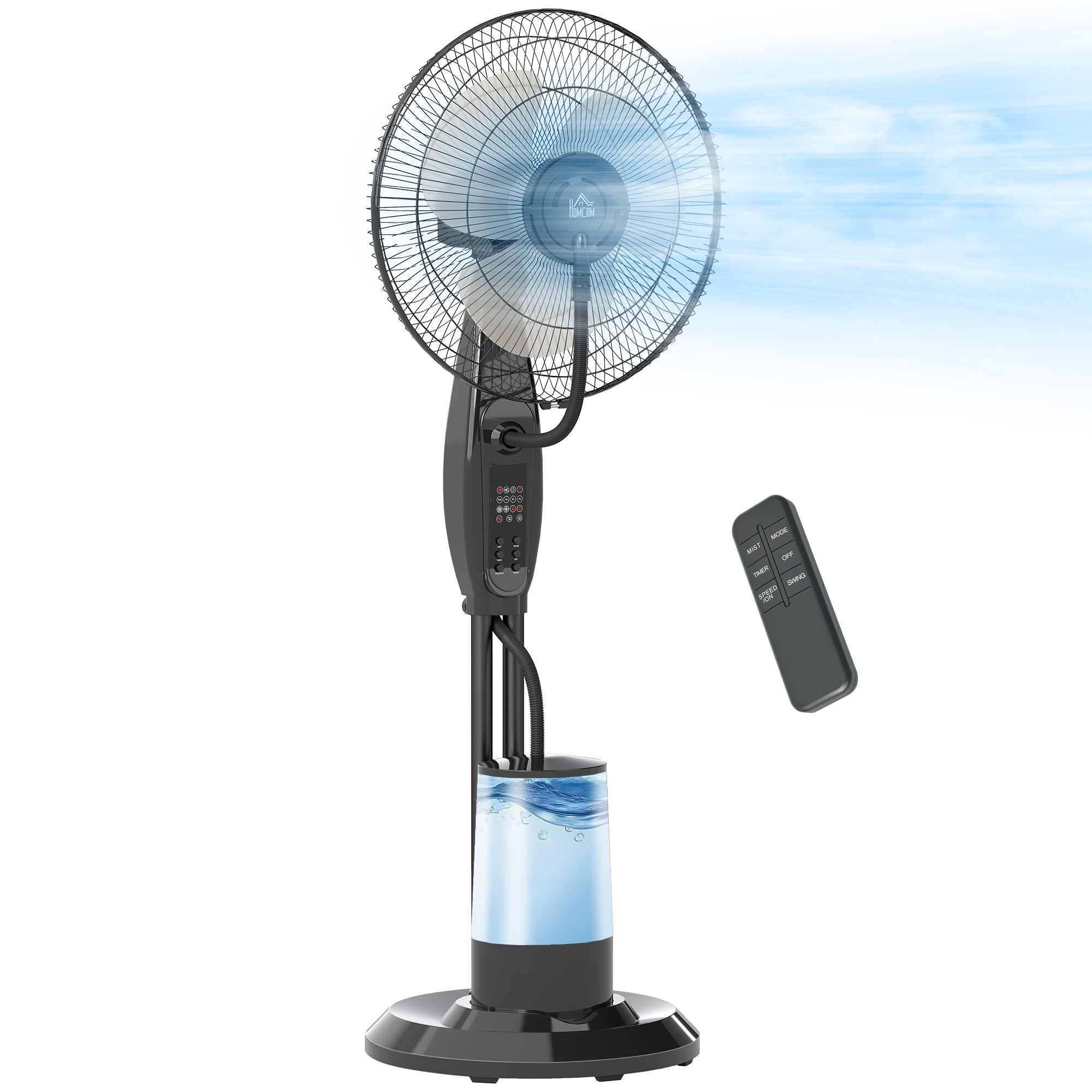 Ventilateur sur Pied avec Nébuliseur 75W Timer 3,2L Télécommande 3 ...
