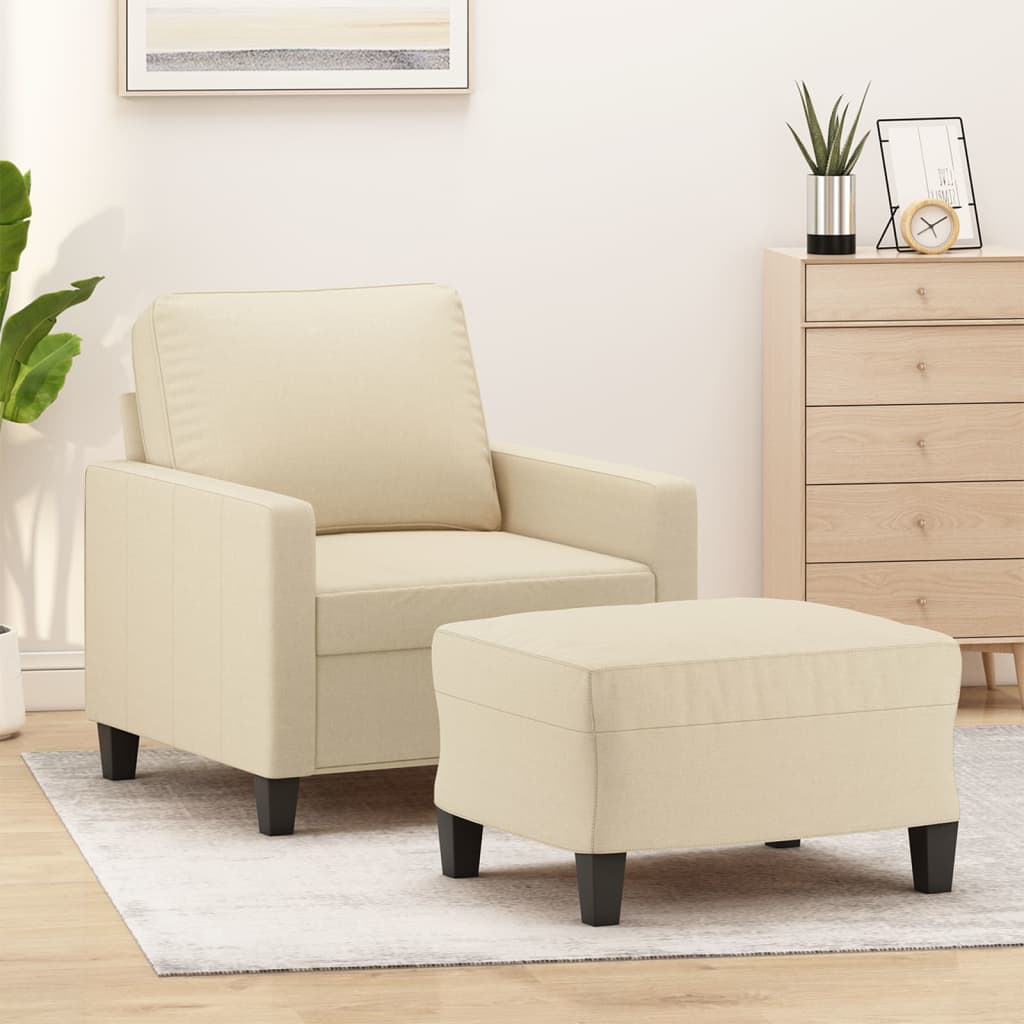 VidaXL Sillón con taburete tela crema 60 cm | Leroy Merlin