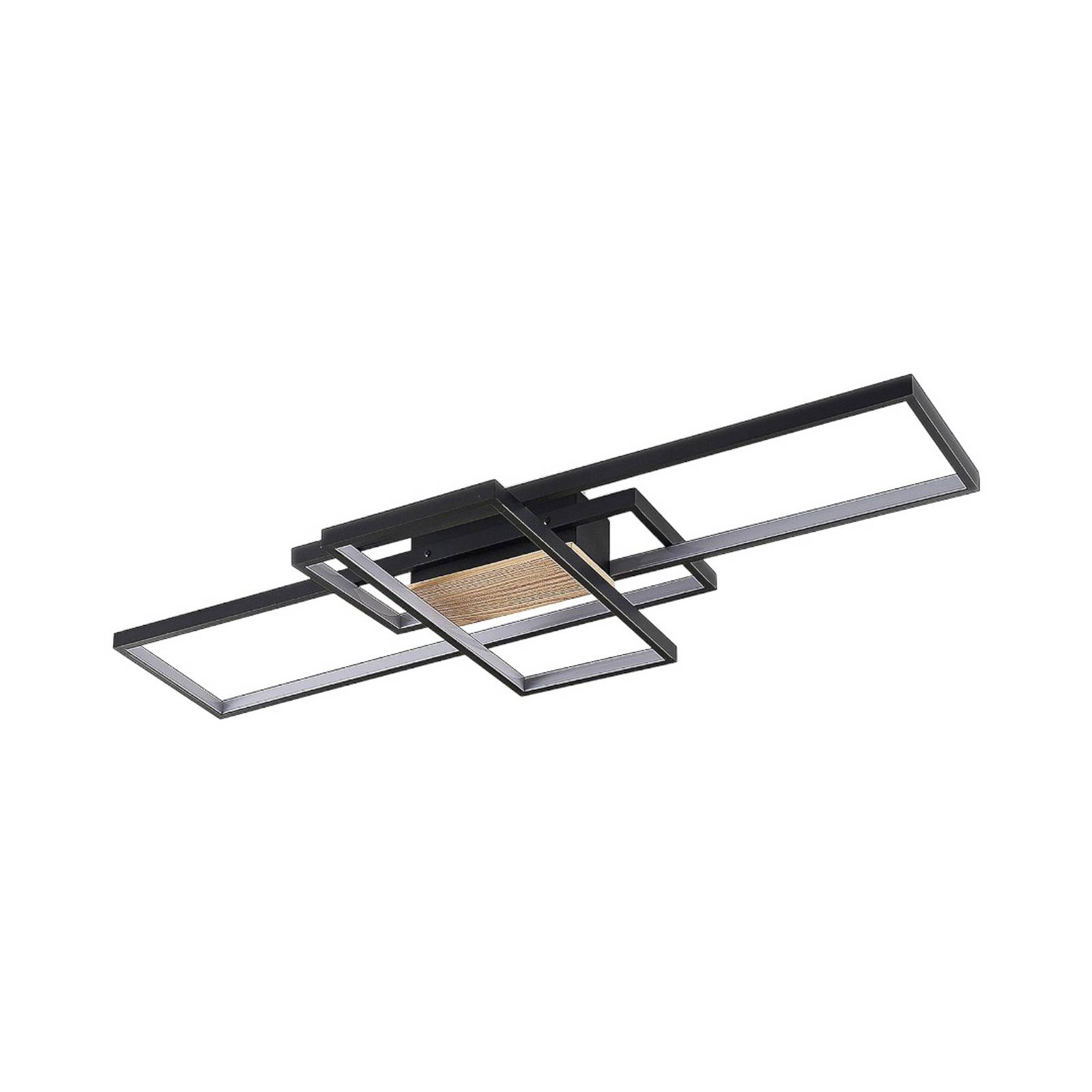 Lindby Plafonnier LED Emiljan, noir, intensité variable, aluminium ...