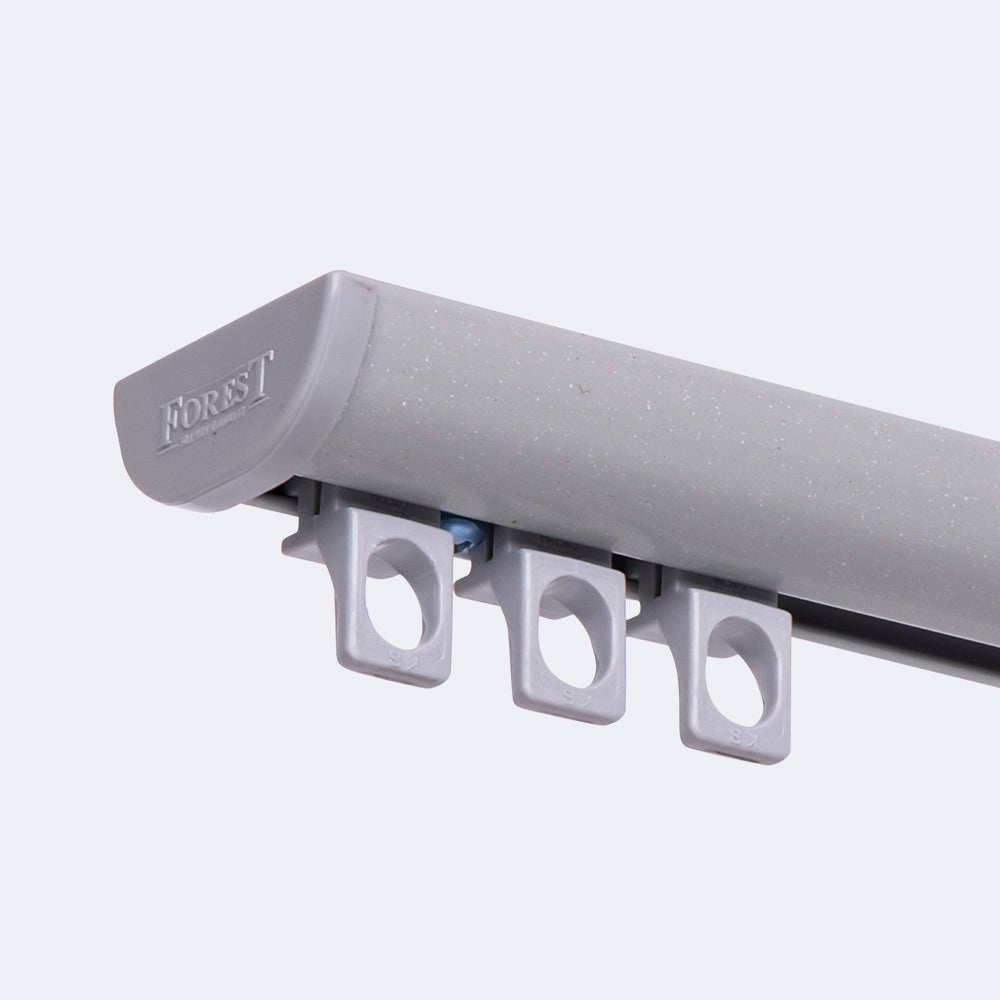 Kit de rail rideau gris 250cm, 11x24mm, silencieux, déco, charge lourde ...