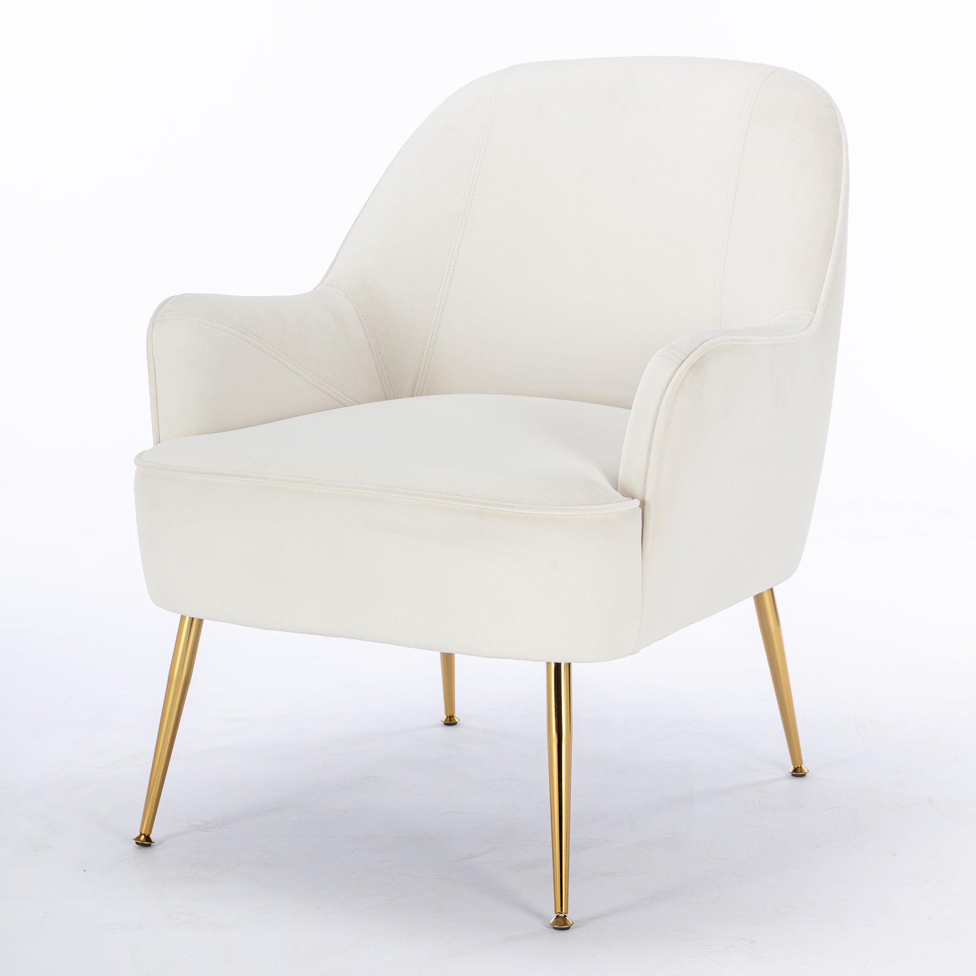 Fauteuil Accent Moderne en Velours Doux, Chaise Ergonomique avec Pieds en Métal Doré et ...