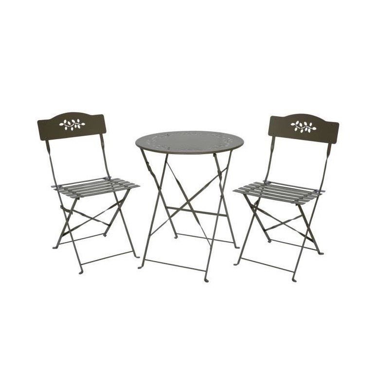 Set bistrot 2 personnes - Table ronde 60 cm + 2 chaises - Acier ...
