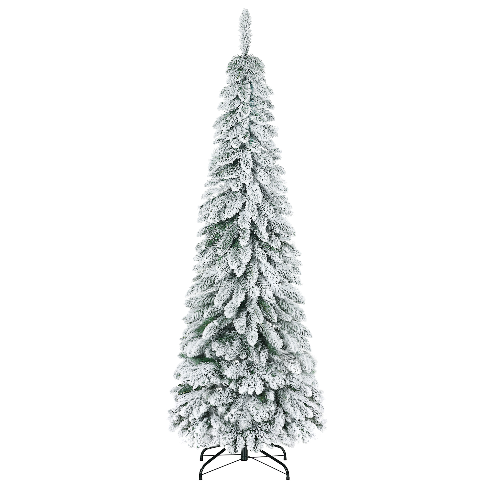 Sapin de Noël artificiel HOMCOM 180 cm avec neige artificielle et support, 523 branches pour une ...