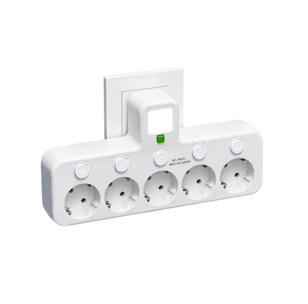 Multiprise Murale avec 5 Prises EU, Interrupteurs Individuels (Blanc ...