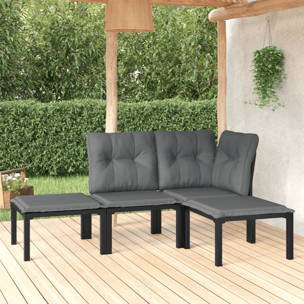 Maison Exclusive - Salon de jardin 4 pcs noir et gris résine tressée ...