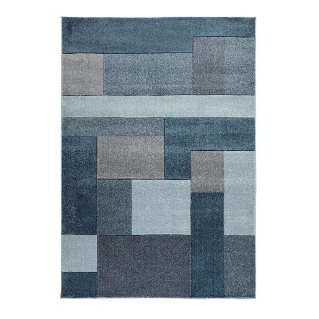 Tapis cubisme en polypropylène Bleu jeans 200x290 COSMOS | Leroy Merlin