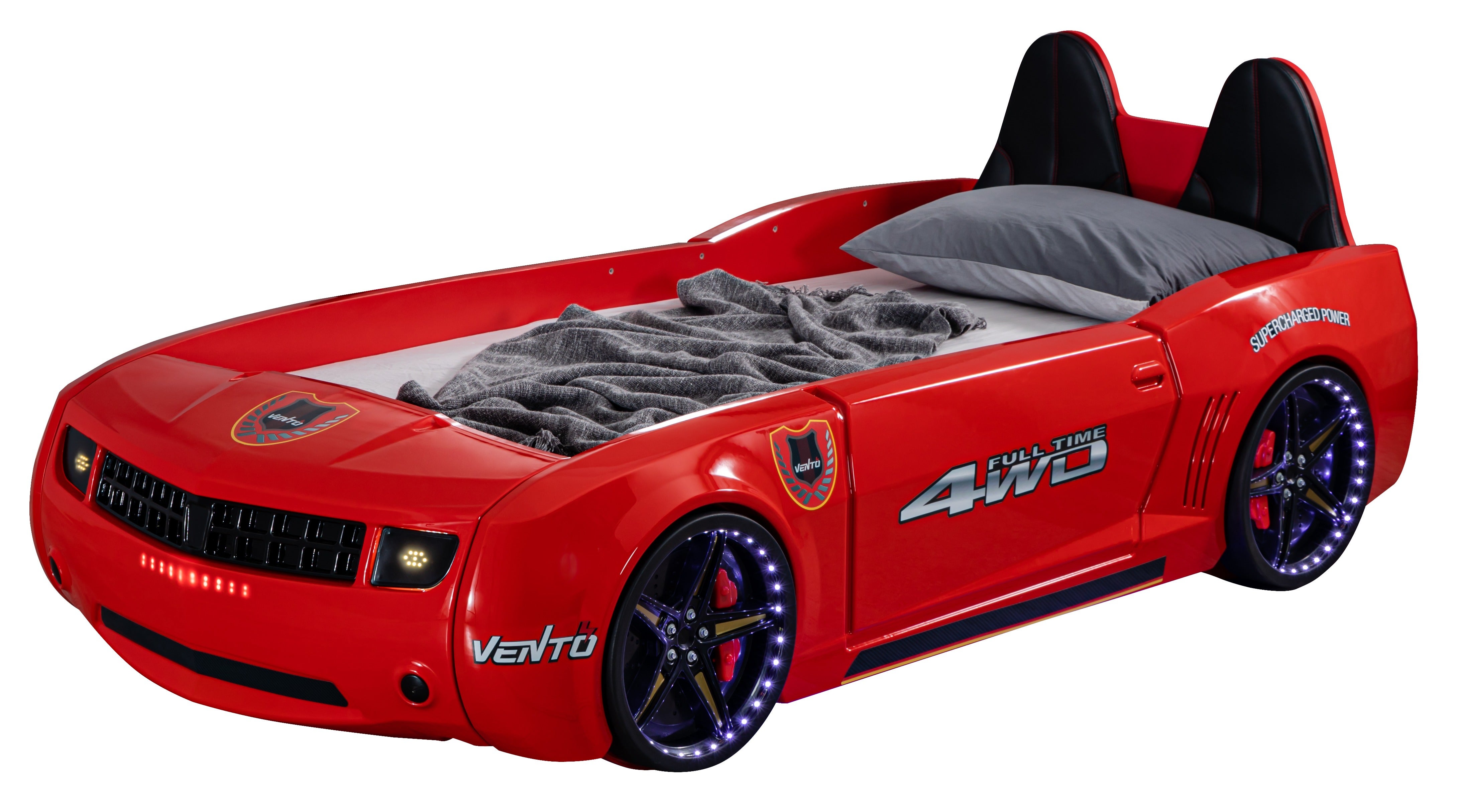Lit voiture de course rouge full options Fusion 90x190 | Leroy Merlin