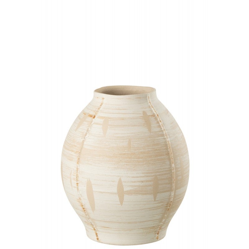 Vase rond en céramique beige 25x25x29 cm | Leroy Merlin