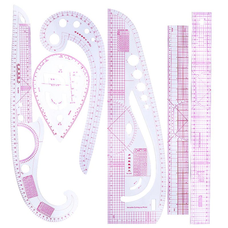 French metric rulers + Flexible drawing template + Set of 6 for sewing ...