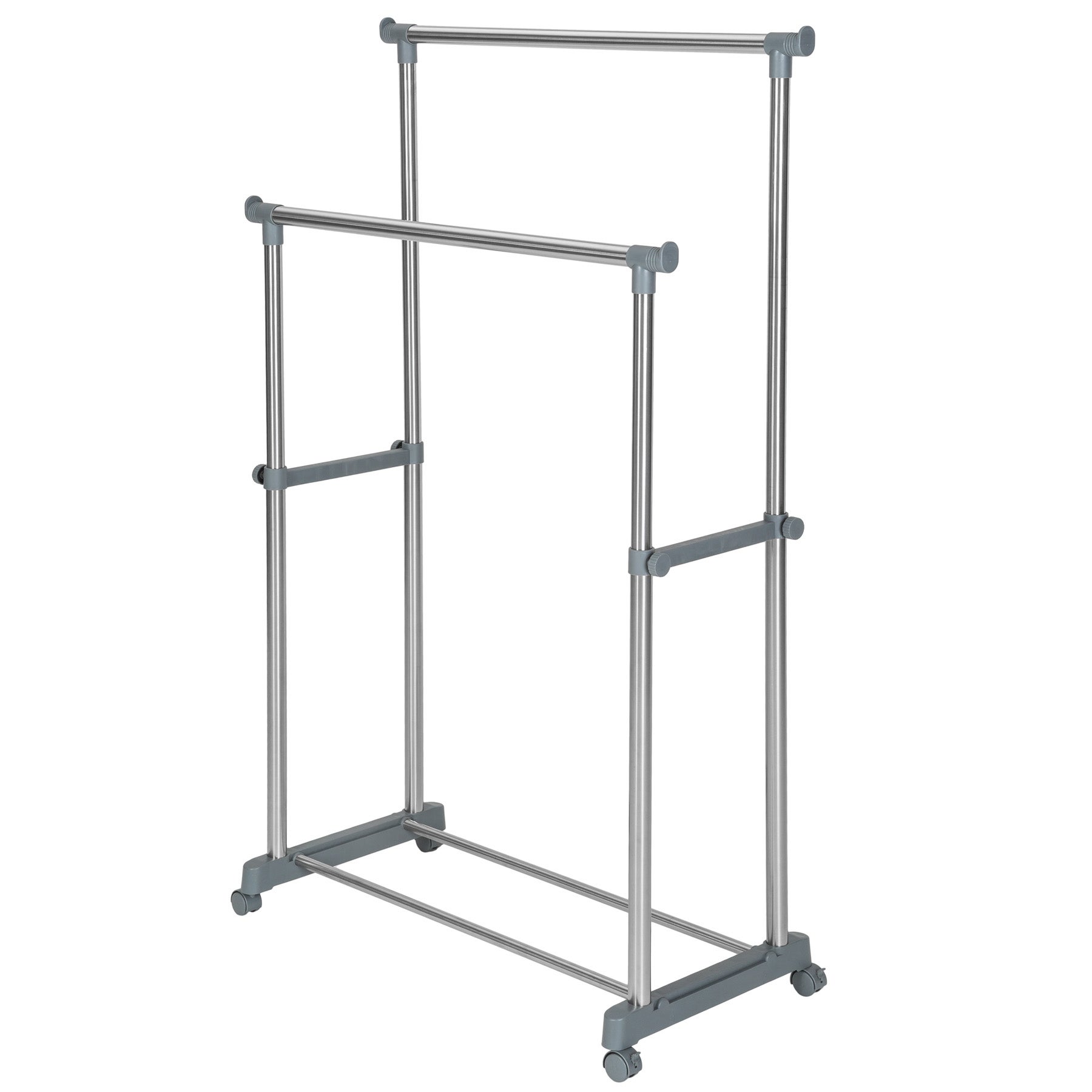 Tectake Portant à vêtements à roulettes 2 tringles 90 x 152 x 42 cm ...