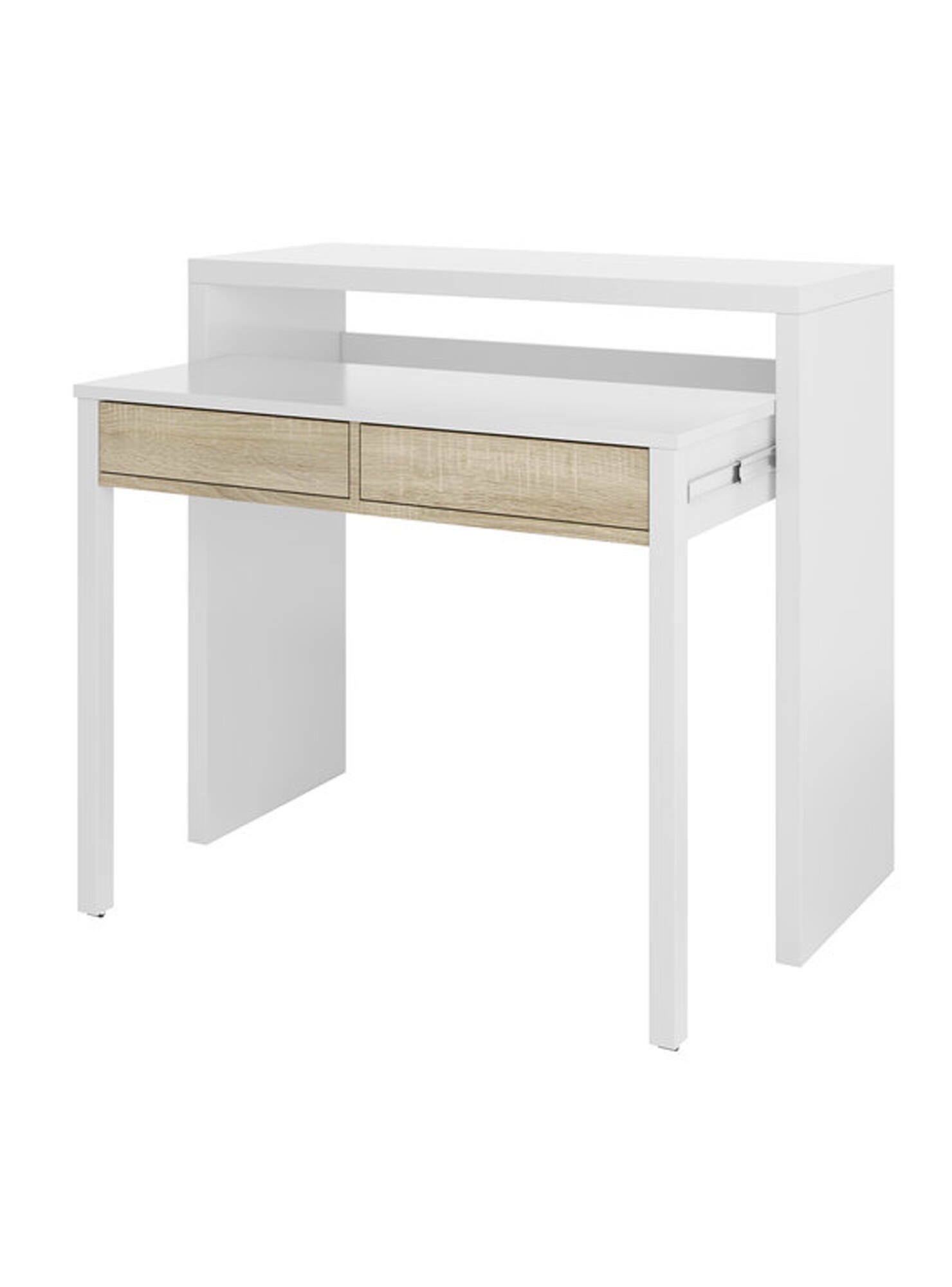 Bureau Andriy, Bureau avec plateau extensible, Bureau PC avec 2 tiroirs ...