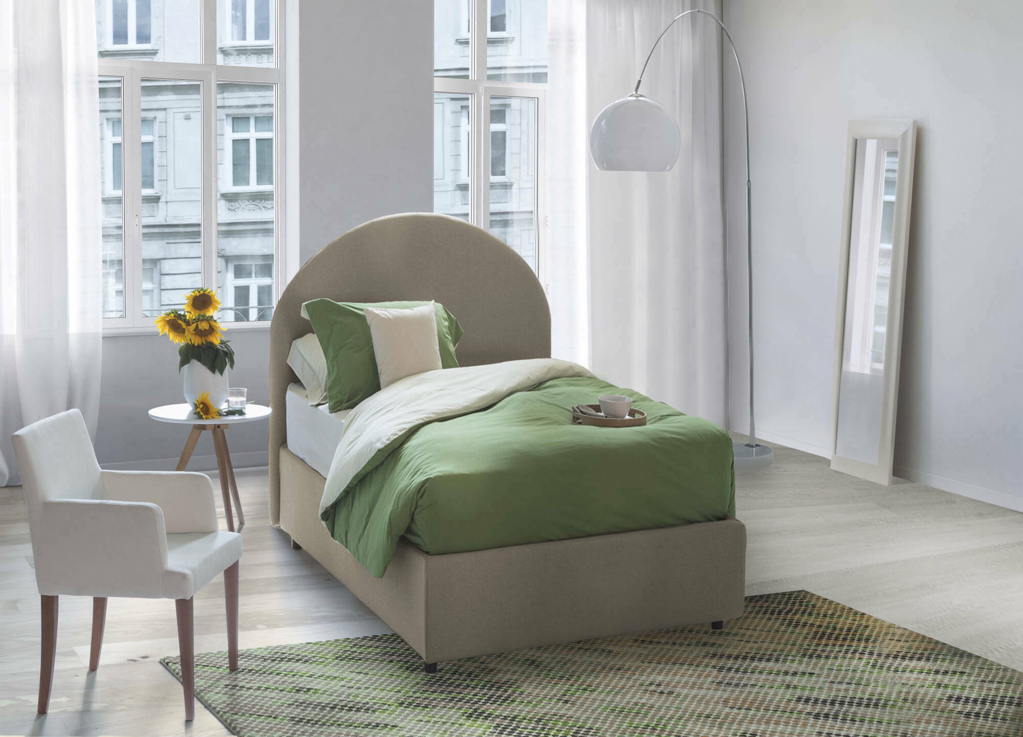 Lit simple Ginevra, Lit coffre avec revêtement en simili cuir, 100% ...