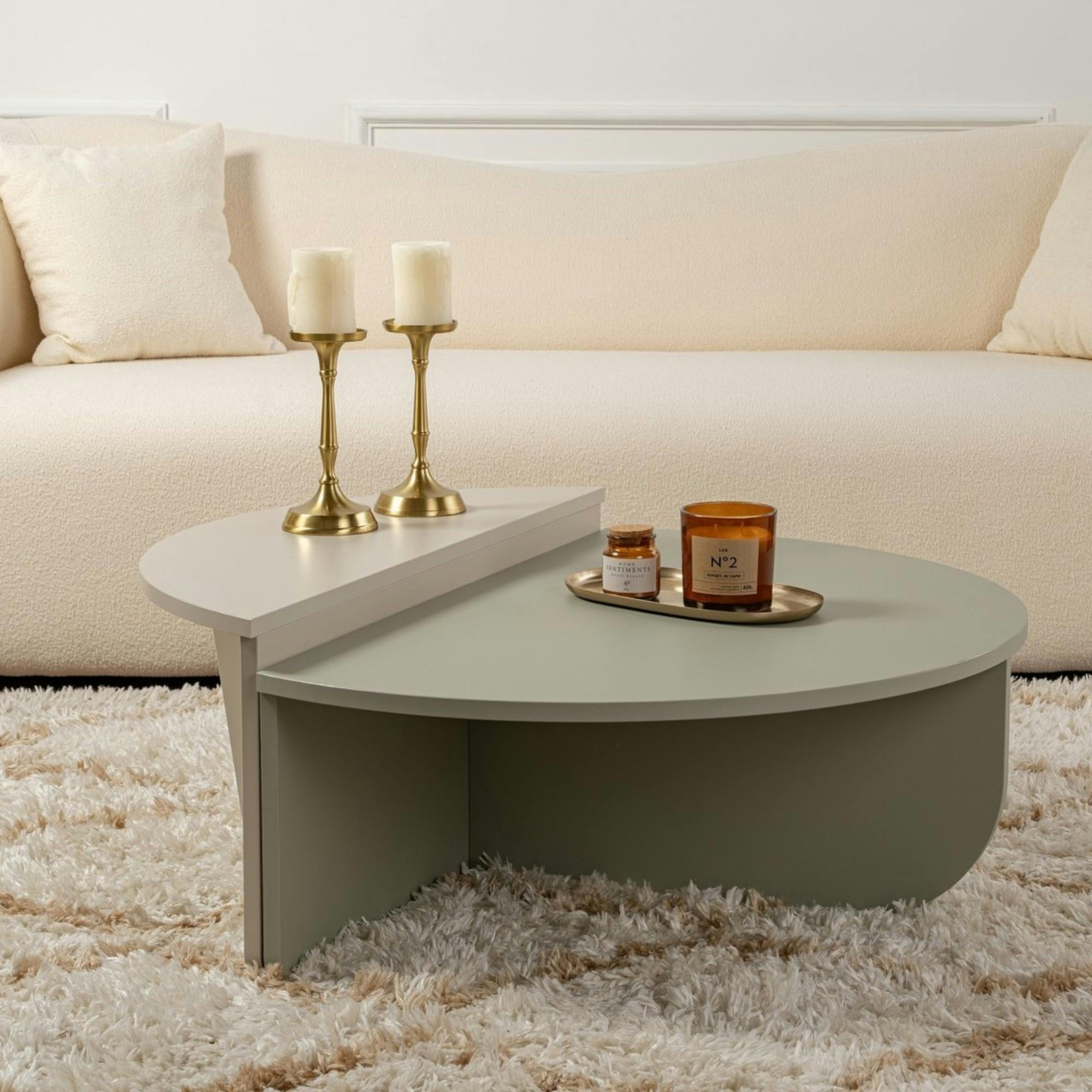 Table basse moderne vert sauge & beige - 2 hauteurs MARFA | Leroy Merlin