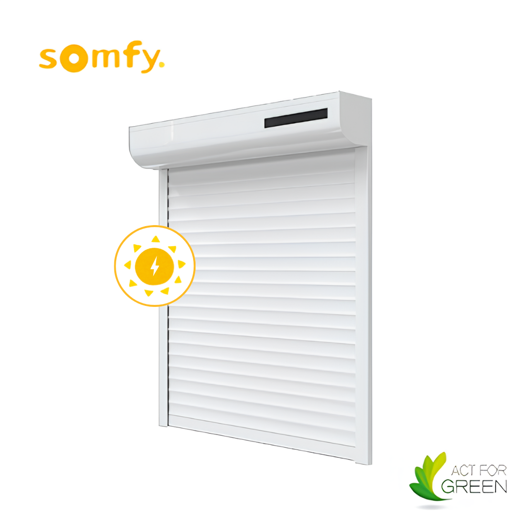 Volet Roulant Solaire Moteur SOMFY Aluminium Blanc 135x100 cm | Leroy ...
