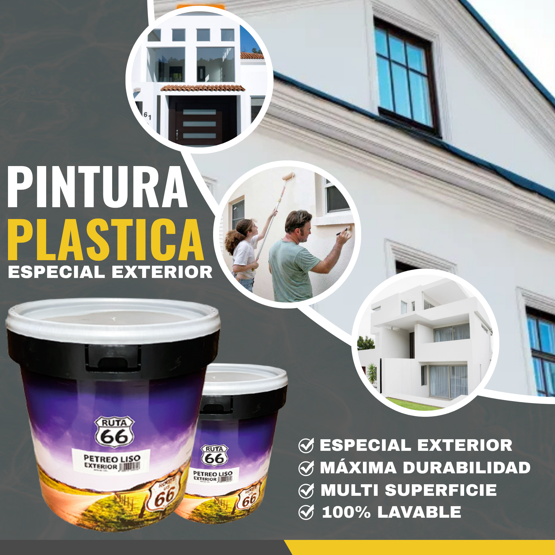 [Blanco 4L] Revestimiento acrílico exterior blanco mate económico ...