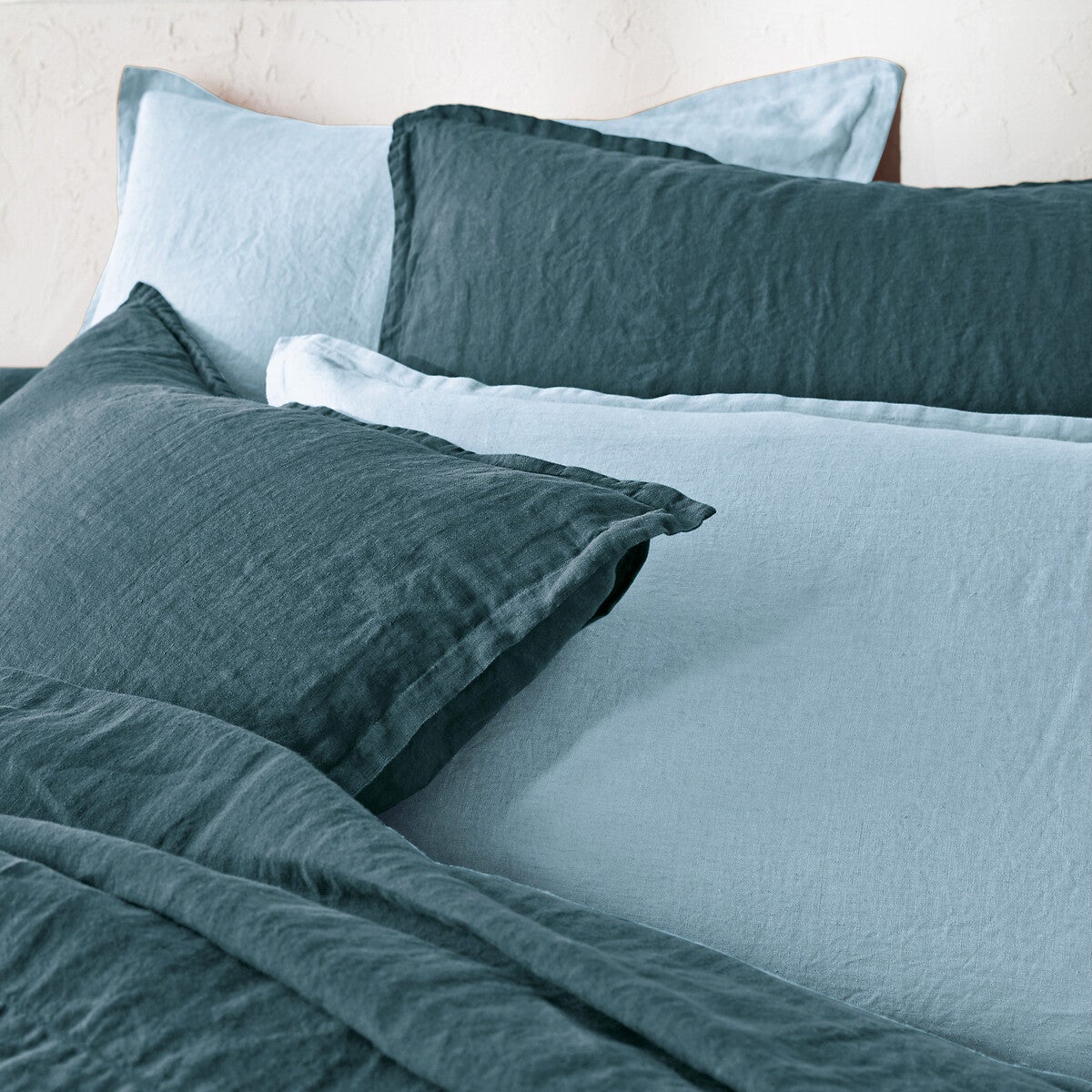 Housse de couette en lin lavé, Linot - Bleu pétrole - 260 x 240 cm ...