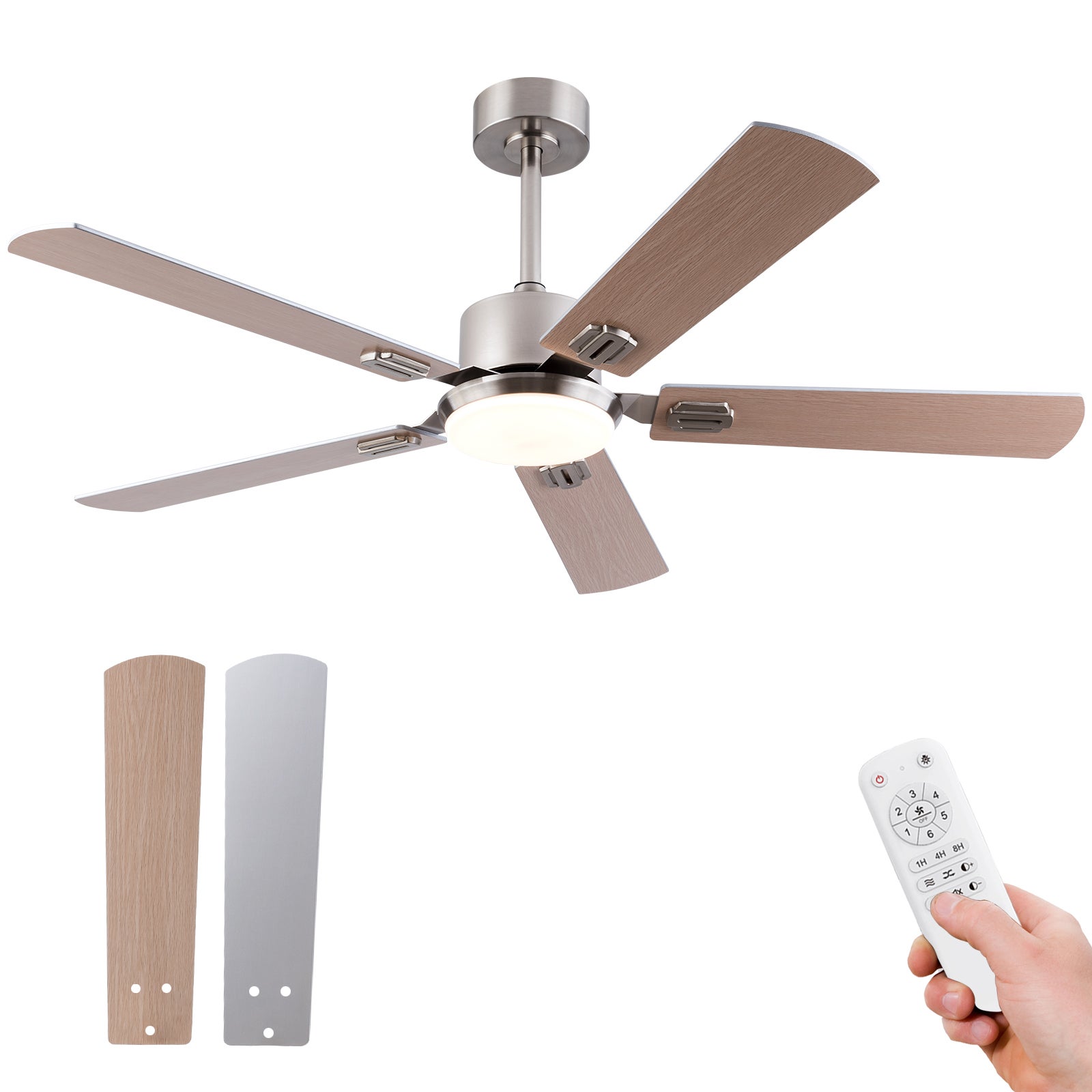 Ventilateur de plafond avec lumière LED dimmable, télécommande, 6 ...
