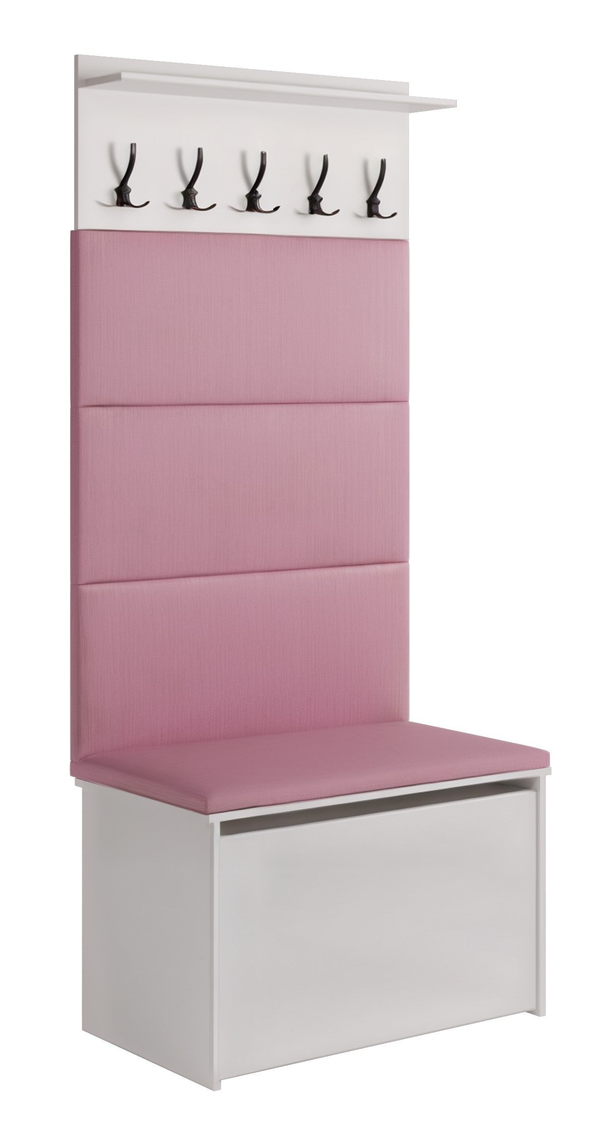 Meuble d’Entrée CYNDI Rose avec Coffre, Siège Rembourré et Porte ...
