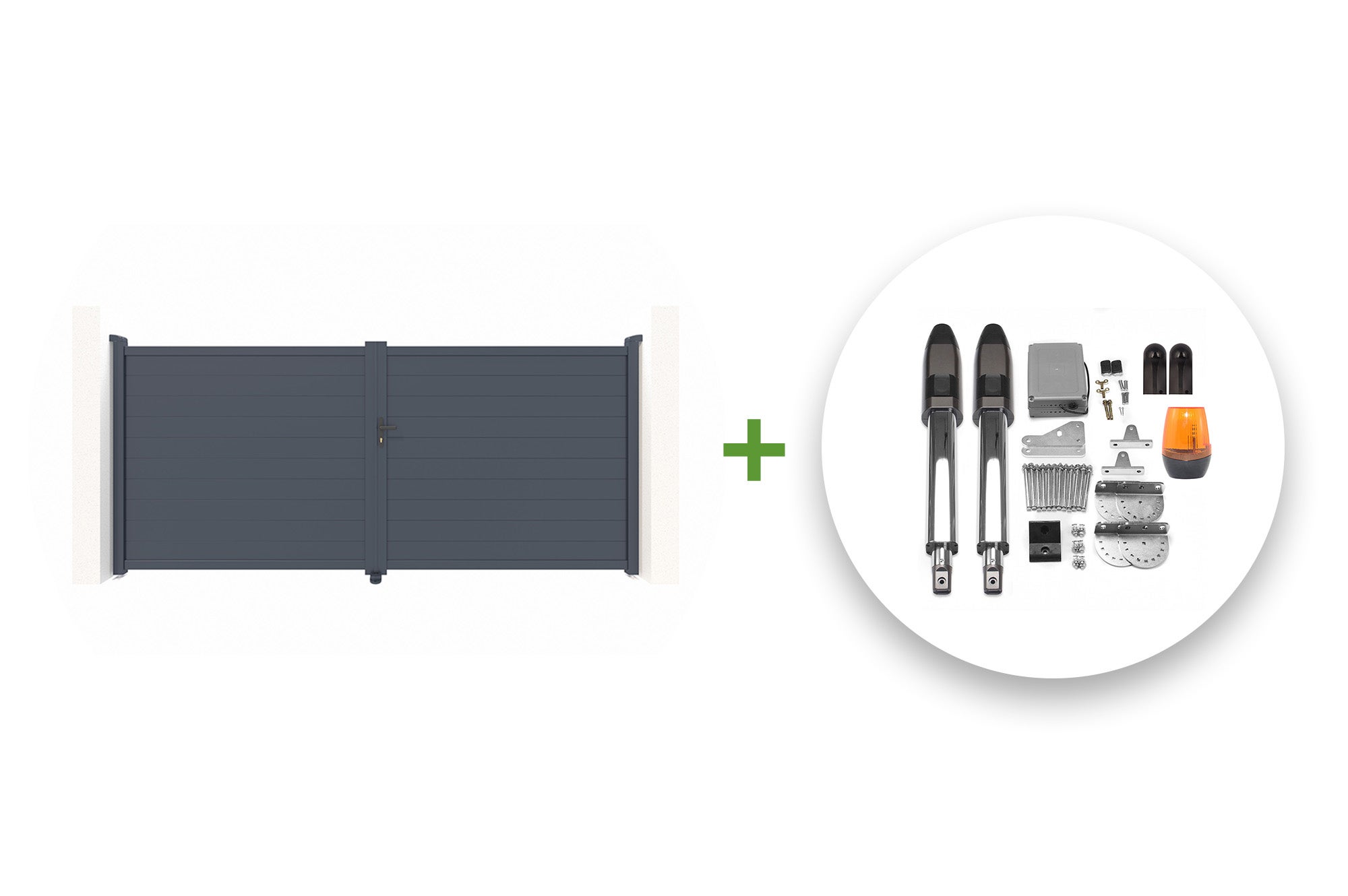 Portail battant motorisé 4m EIGER H.180cm + Motorisation TANKER B700 ...