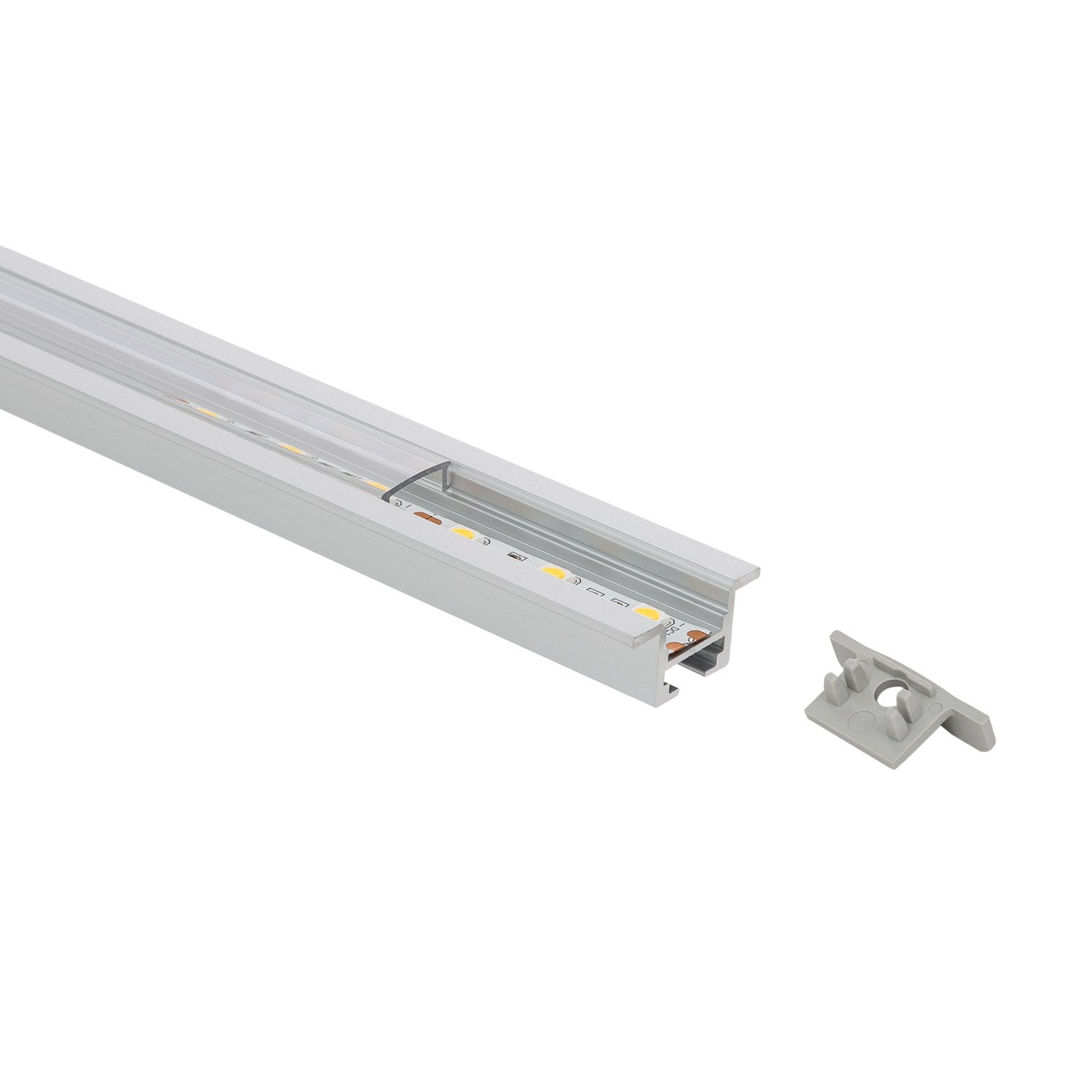Ledkia Perfil Aluminio Empotrable con Clips y Tapa Continua para Tiras ...
