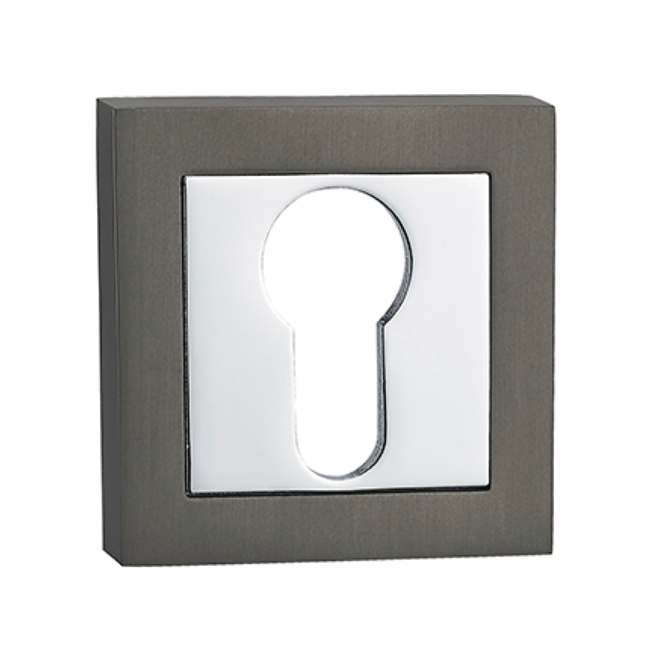 Rosette de Serrure Carrée Entrée de Clé Poire Graphite & Chrome ...