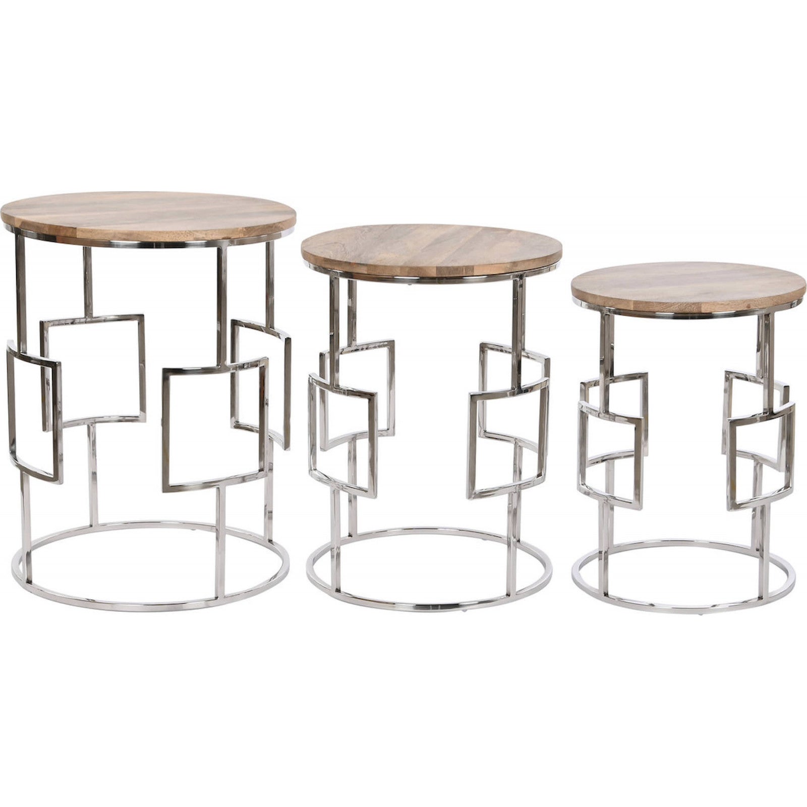 Table gigogne design en mango et acier pour salon moderne | Leroy Merlin