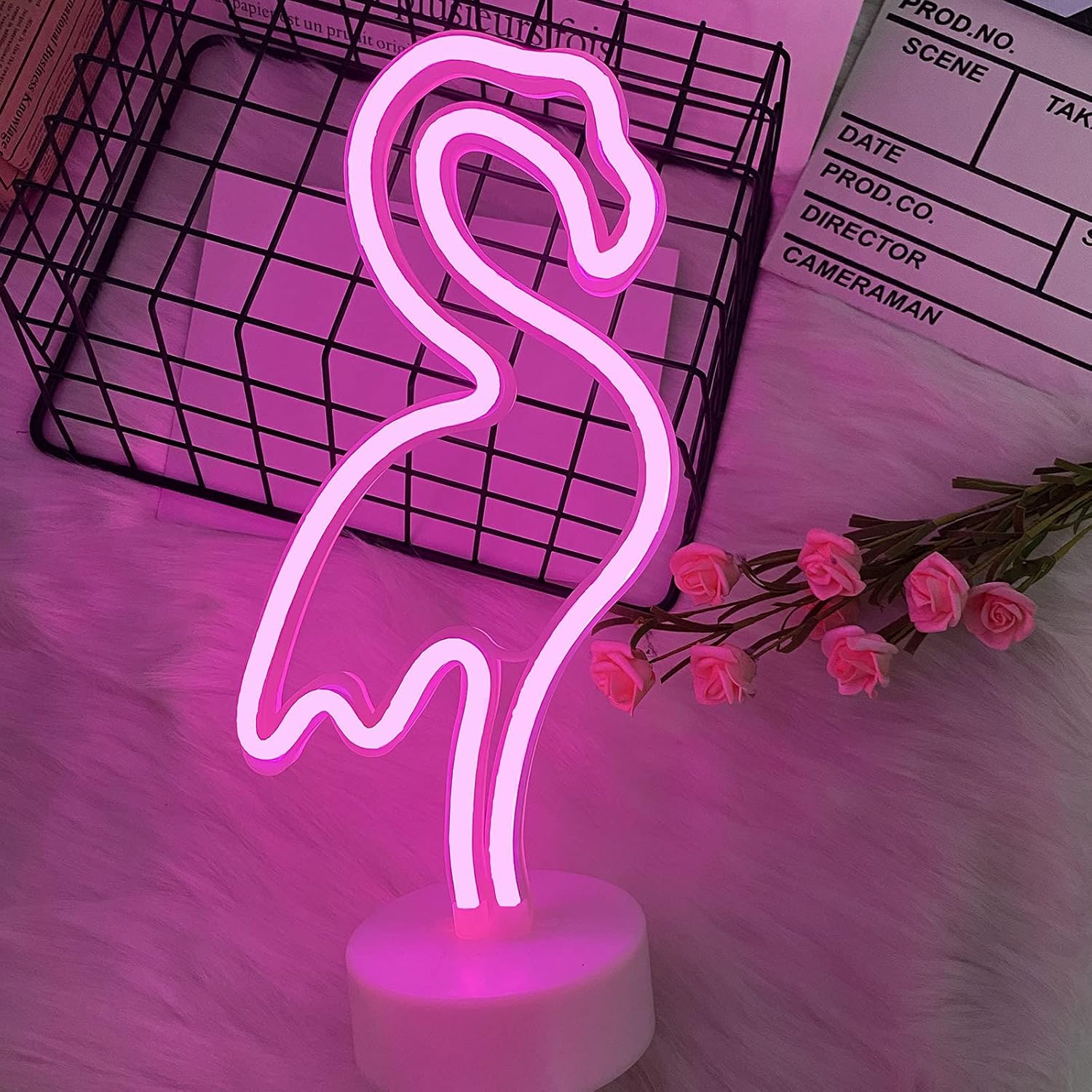 Flamingo Neon Sign Veilleuse avec Batterie/Porte USB - LED - Pour Salon ...