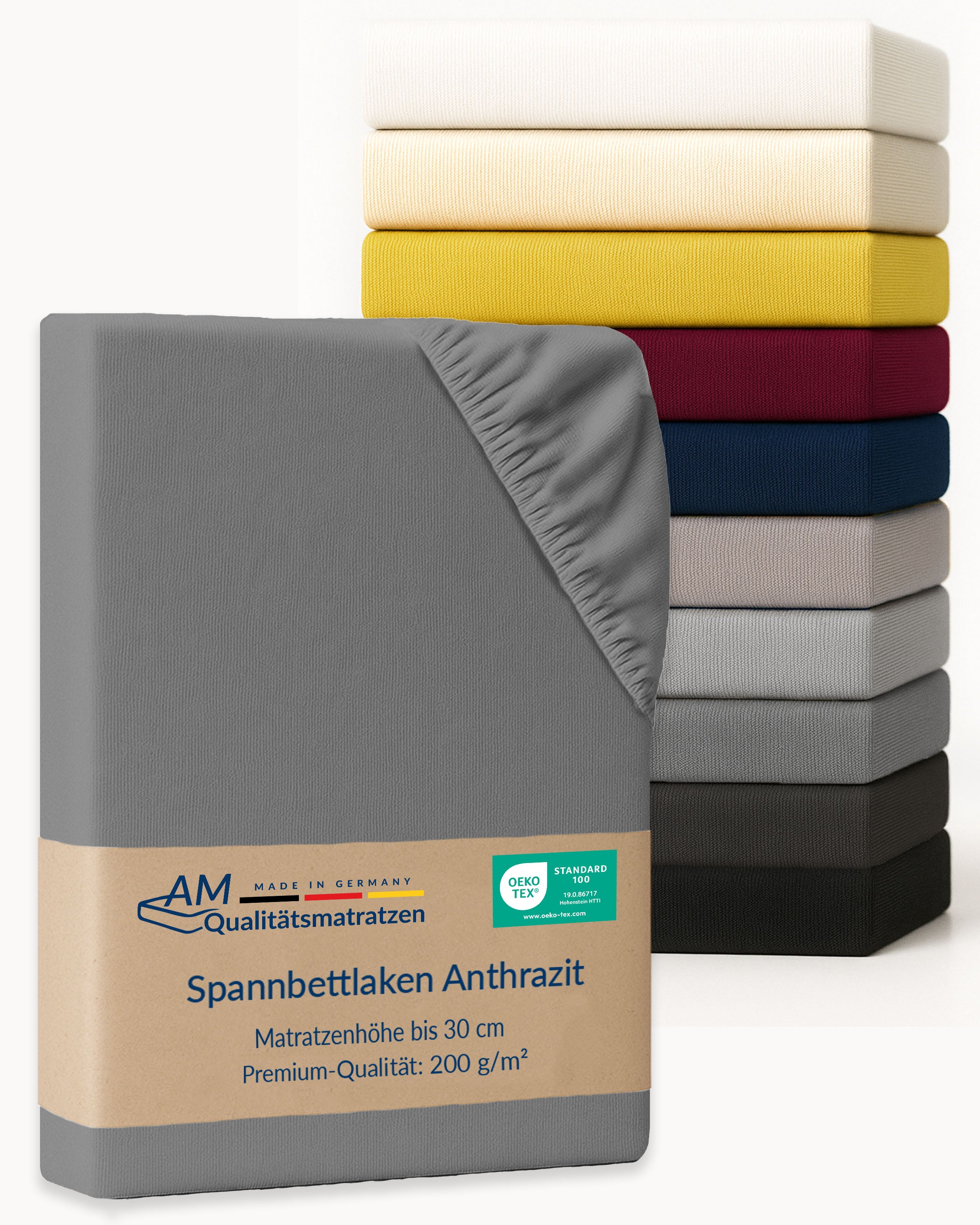 Drap-housse premium 90x200cm Coton (200gsm) Anthracite | Leroy Merlin