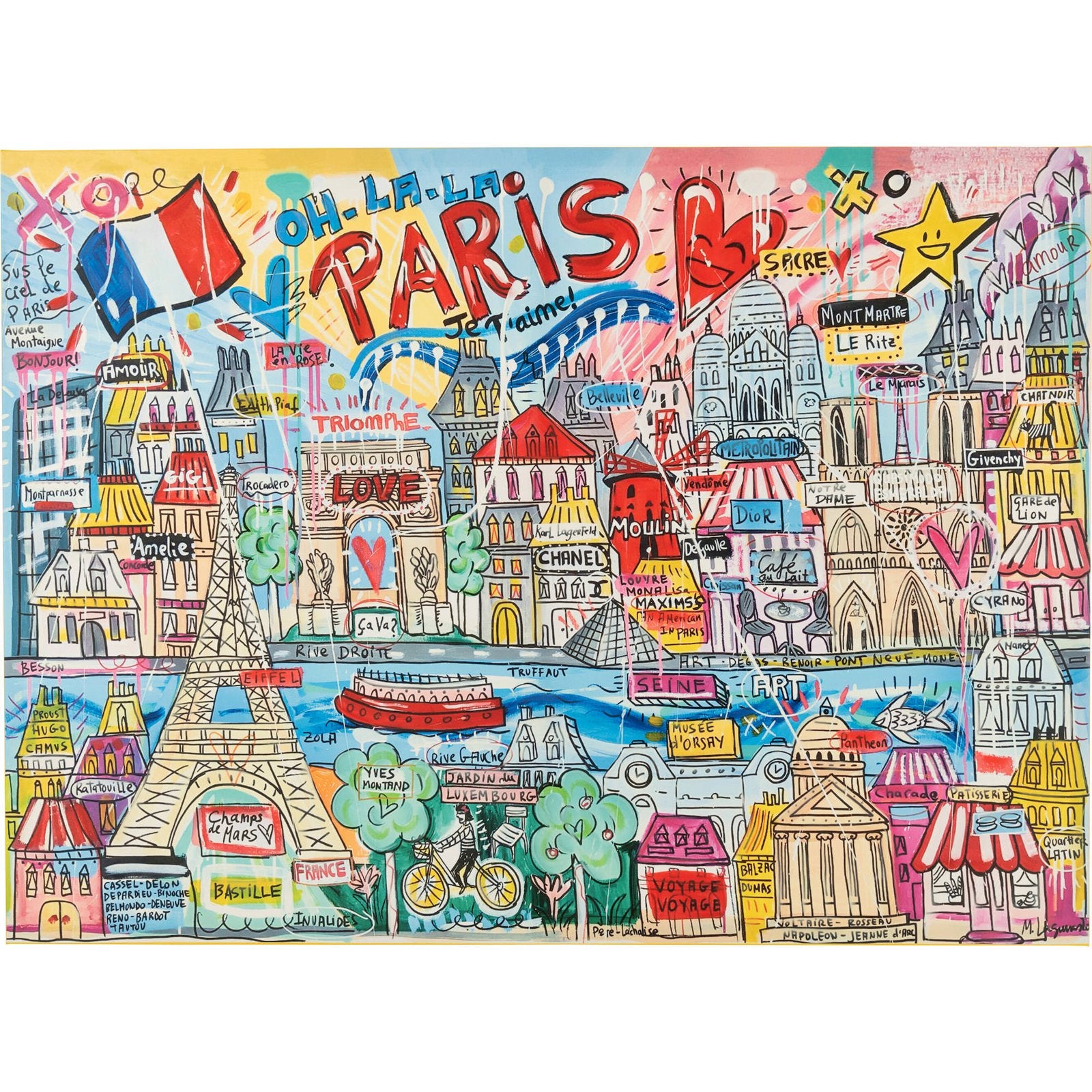 Décoration murale toile Paris ambiance pop et colorée 150 x 3,8 x 110 ...