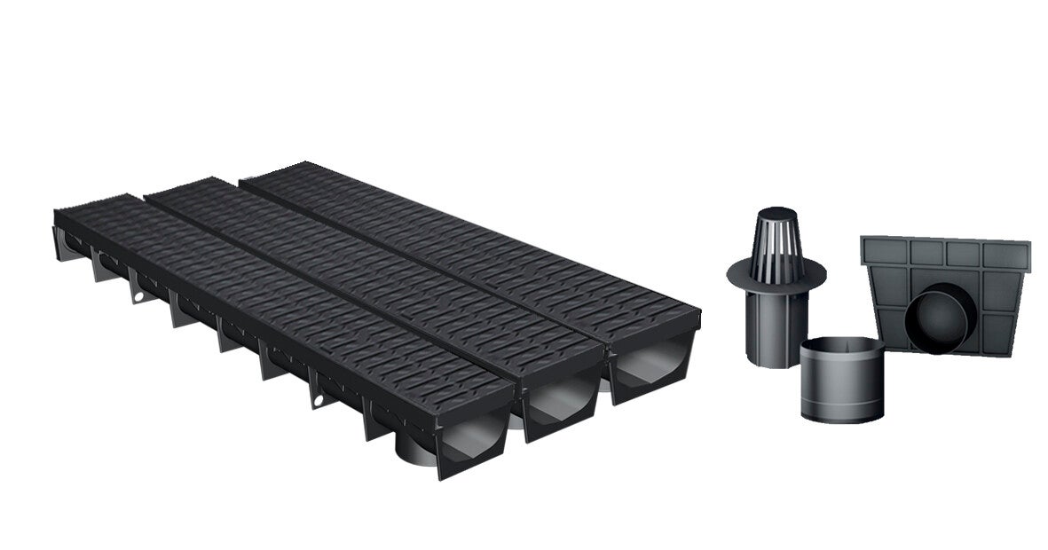 Pack de 3 : Caniveau Extérieur avec Grille passerelle Polyamide Classe ...