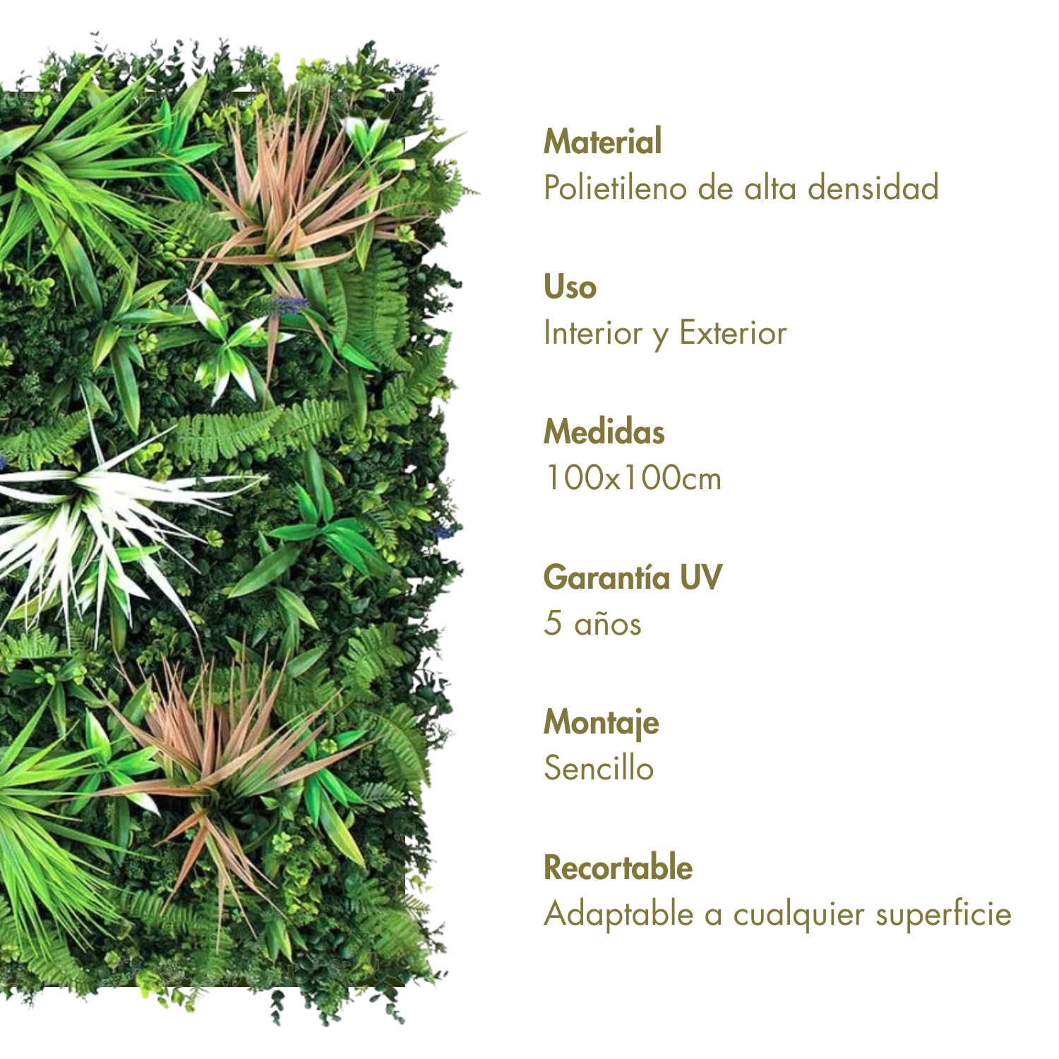 Jardín vertical artificial Estrellado Verde, blanco y morado 100 x 100 ...