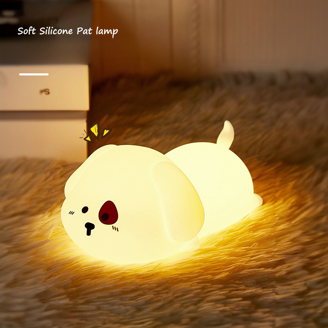 Veilleuse pour enfants, veilleuse en silicone pour chiot, 2 niveaux de luminosité, veilleuse ...