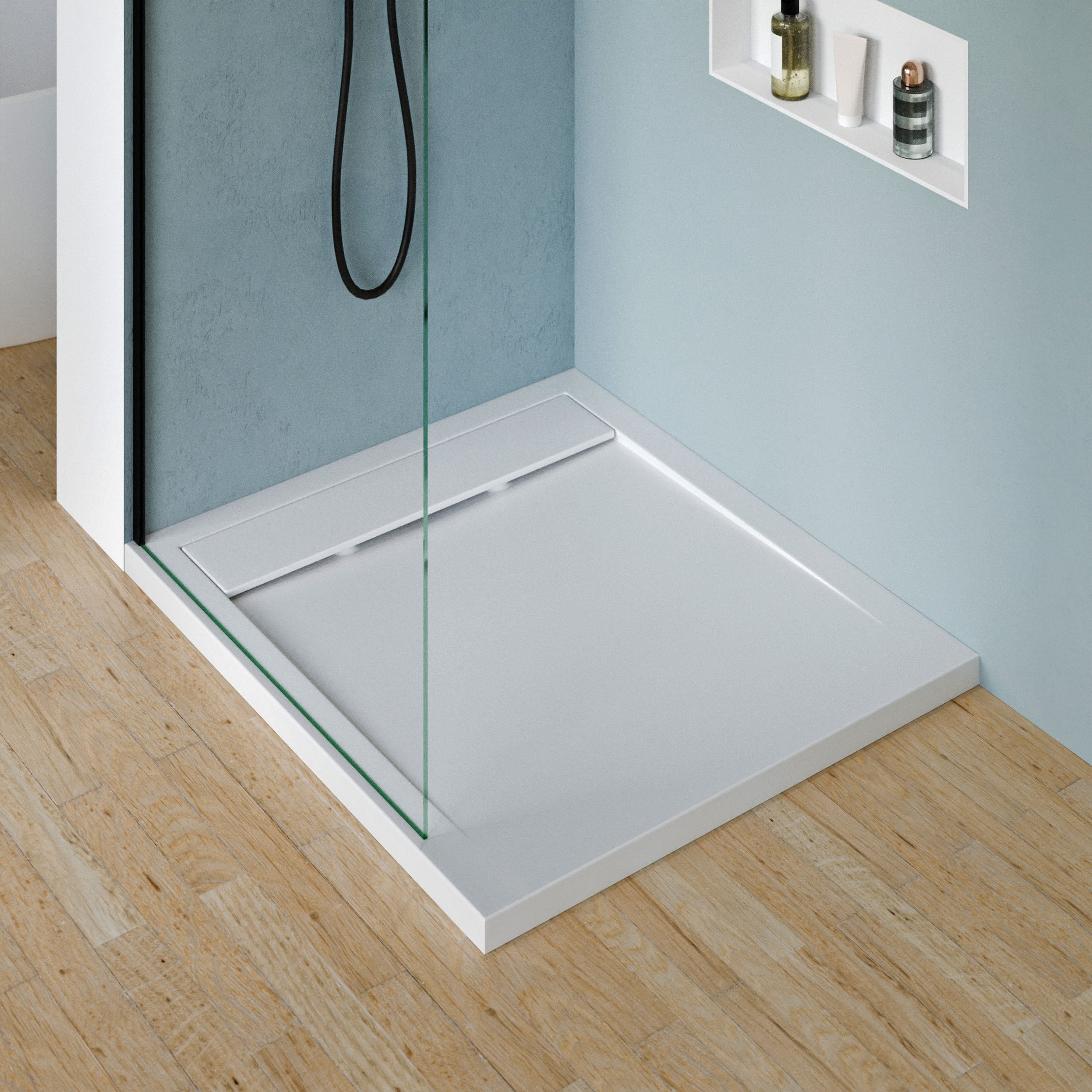 BERNSTEIN - Receveur de douche fonte minérale Blanc mat, 100x90x4.5cm ...