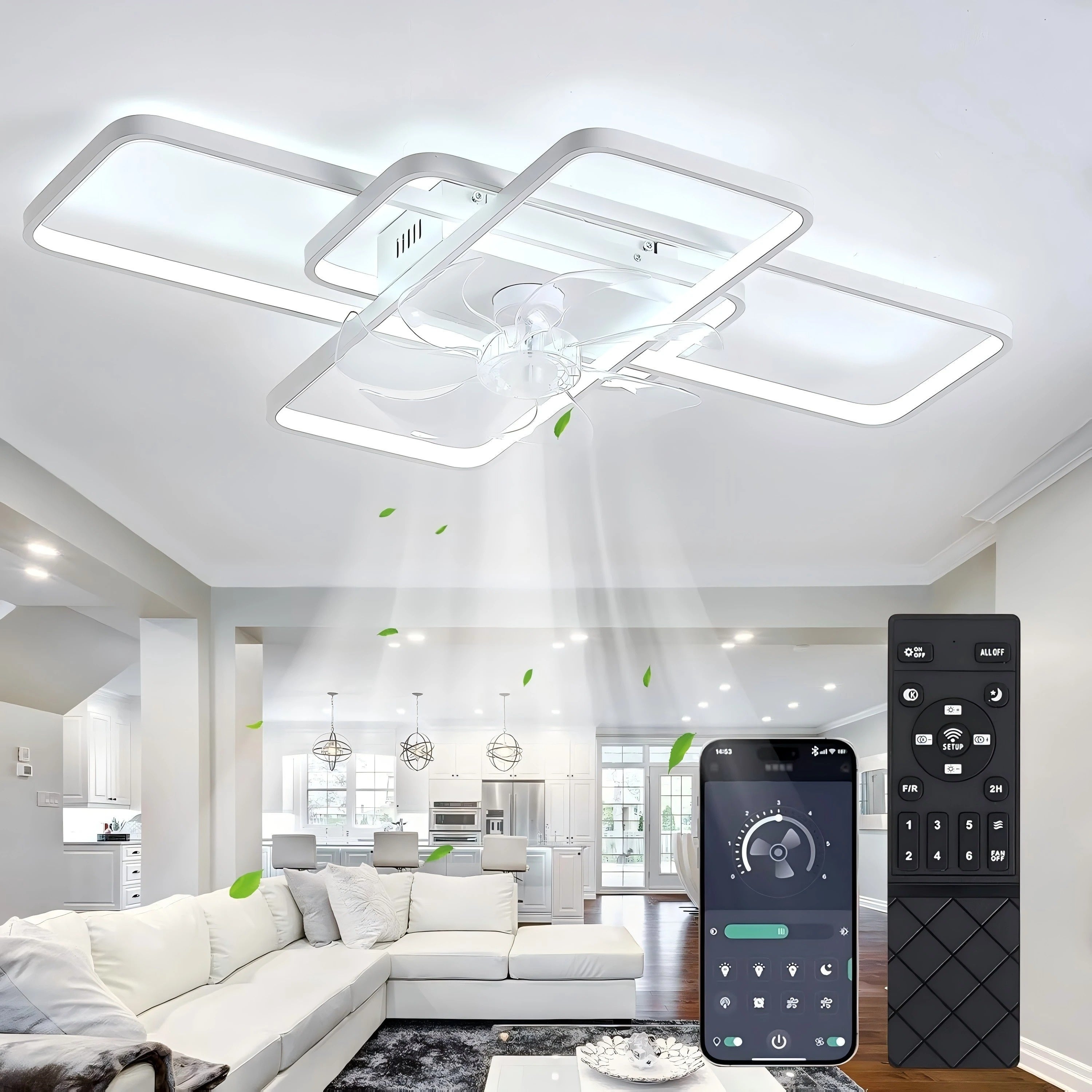 Ventilateur de plafond moderne avec éclairage, éclairage LED à ...