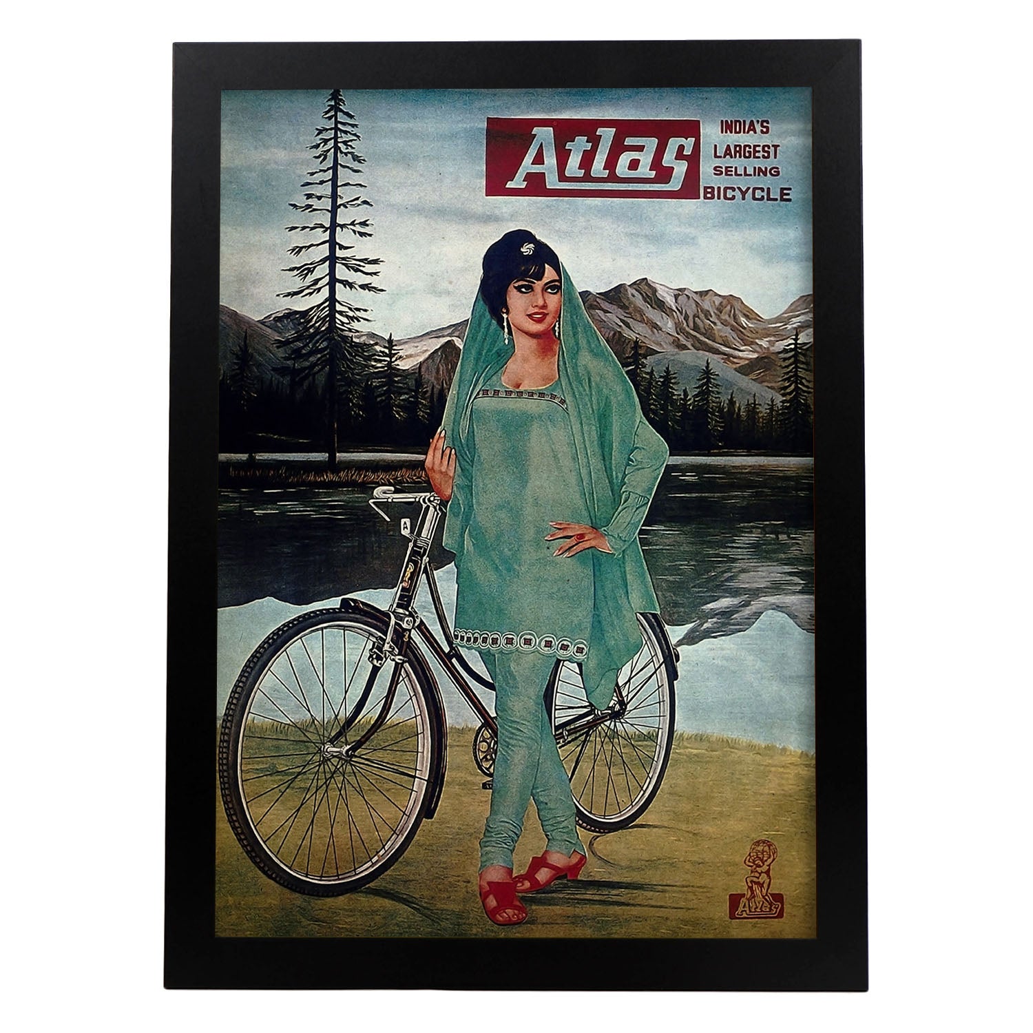 Poster Vintage De Atlas India. Con Imagenes Vintage Y De Publicidad Antigua. Marco Madera Clara ...