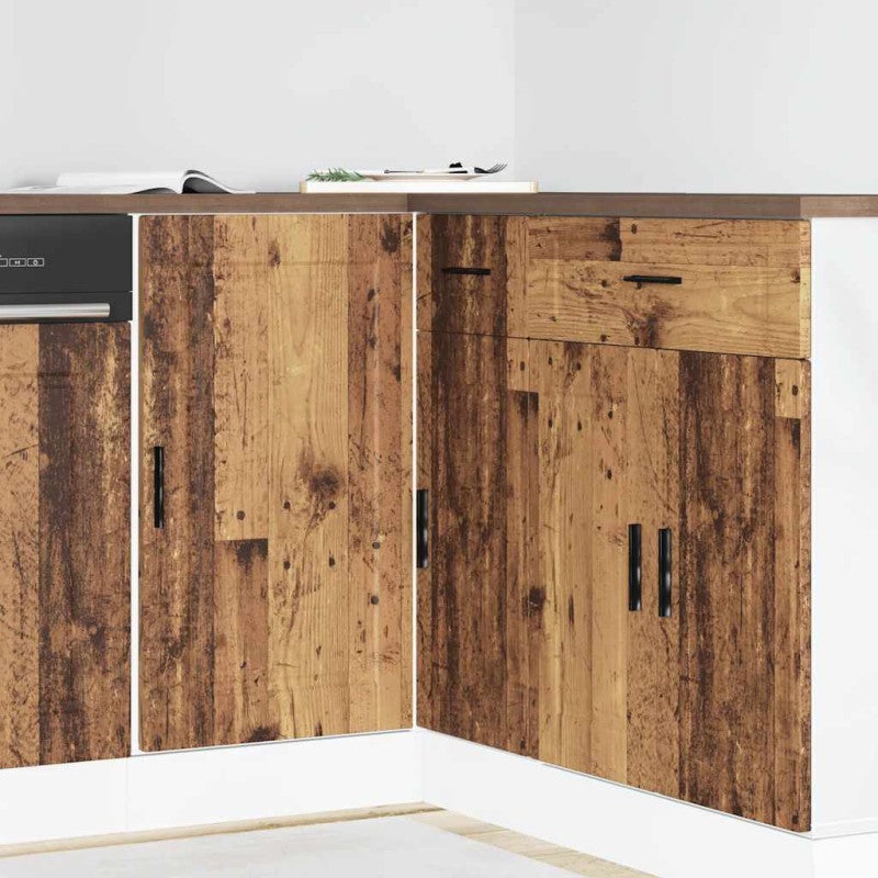 Mueble bajo de cocina porto madera vieja madera reconstituida vidaXL ...