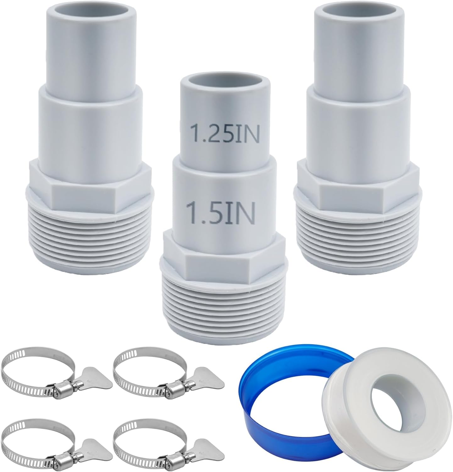 Juego de 3 adaptadores para manguera de piscina, conectores de 32 mm y ...